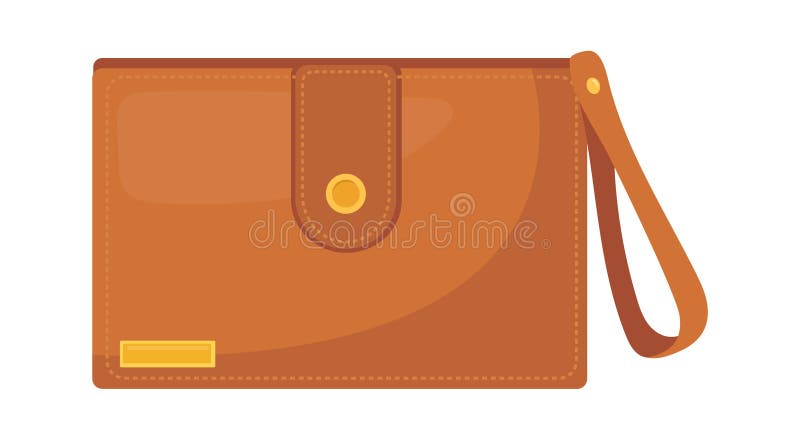 Minimalistic Brown Leather Wallet Flat Illustration Stock Vector ...