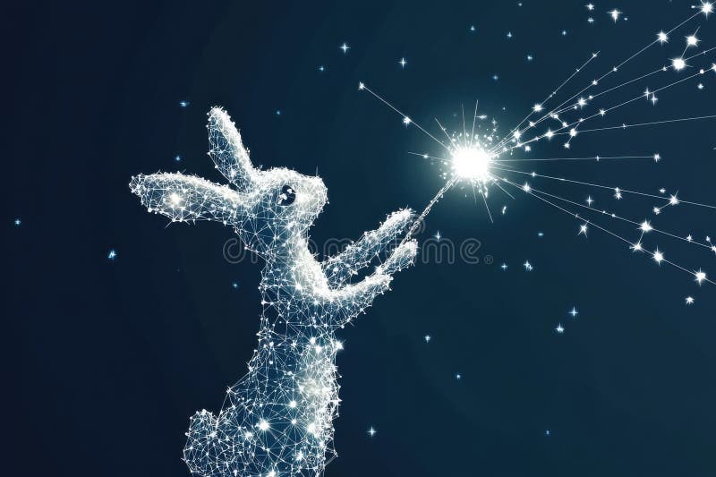 Minimalistic Bunny with Starry Sparkles in a Night Sky Theme Stock ...