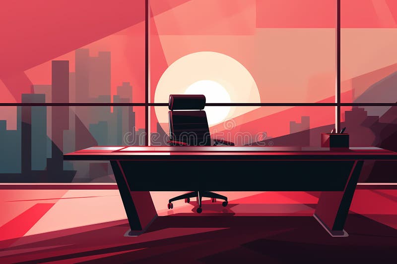 Minimalistic Business Empty Office Desk Graphics Stock Illustration ...