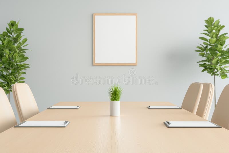 Minimalistic Business Meeting Background Clean Table Greenery Stock ...