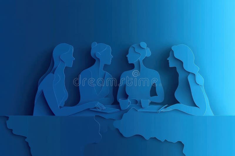 Minimalistic Business Meeting Concept with Figurative Blue Design for ...
