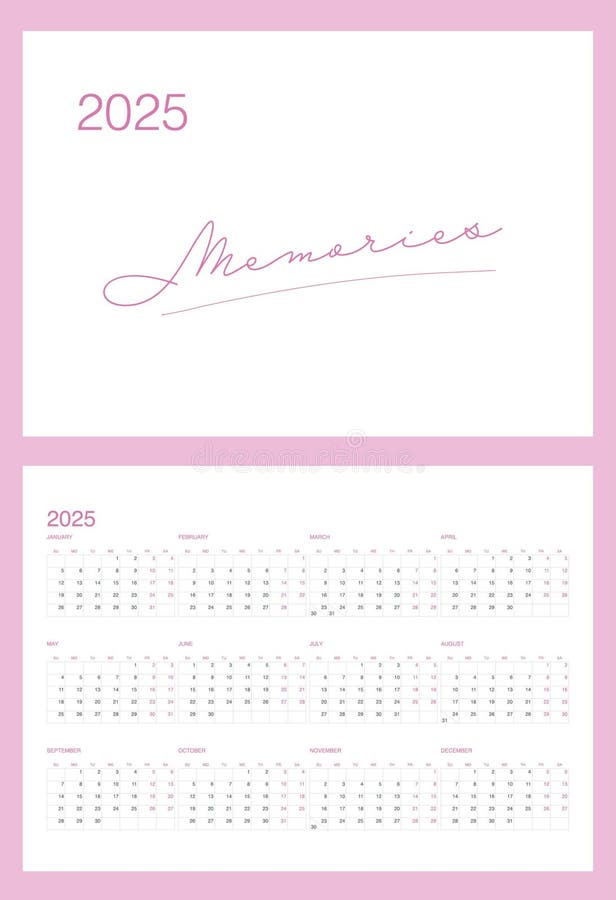 Minimalistic Calendar Grid for 2025 in English. the Week Starts on ...