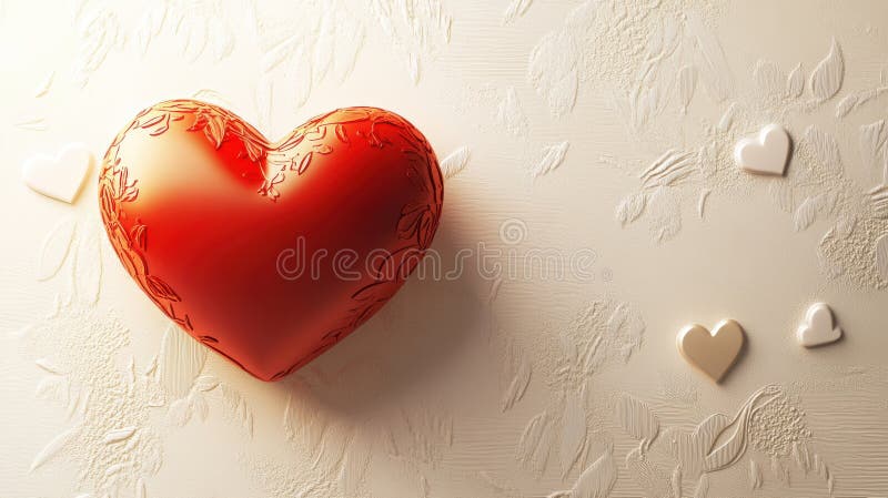 Minimalistic Card Design, Red Heart and Cursive Message for Heartfelt ...