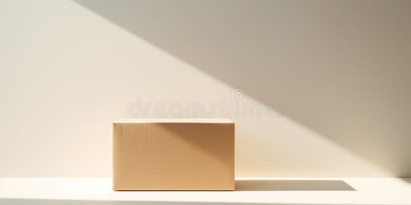 Minimalistic Cardboard Box on Light Wall Background. Simple Packaging ...