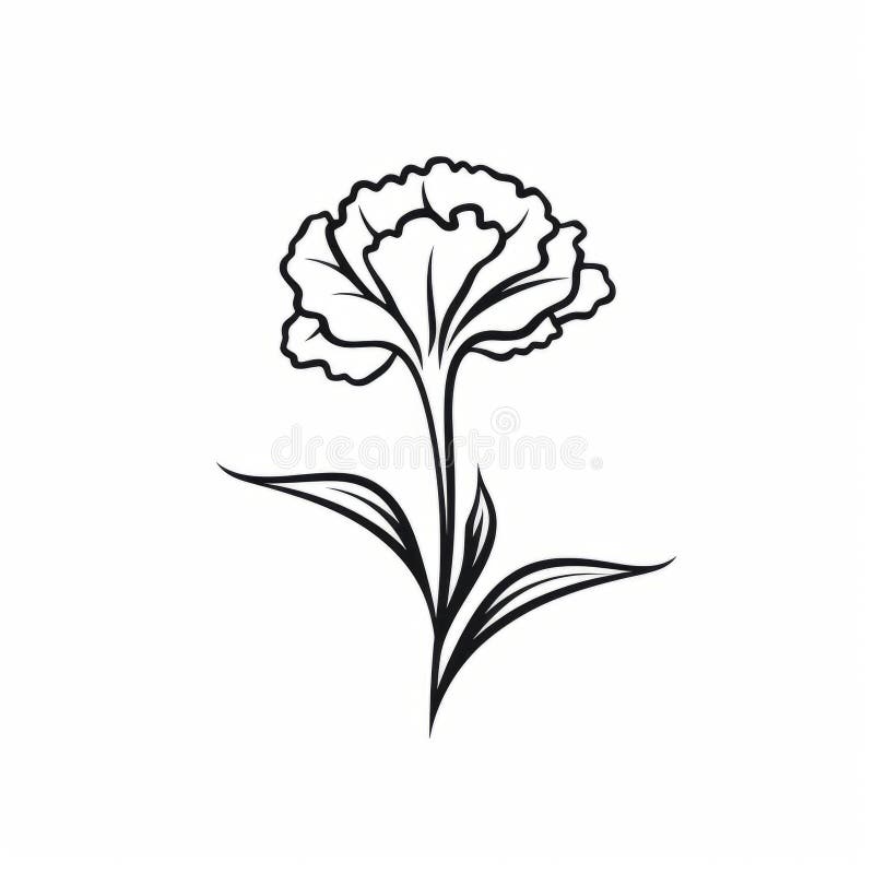 Minimalistic Carnation Flower Vector Outline Icon Stock Illustration ...