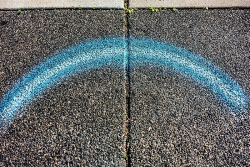 Minimalistic Chalk Drawing of a Rainbow on Pavement Stock Illustration ...