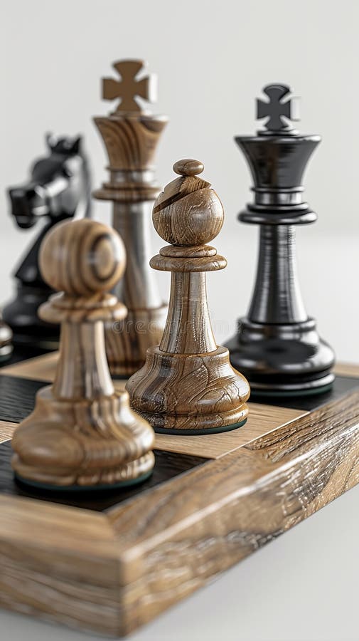 Minimalistic Chess Board and Pieces Set on White Background for Clean ...