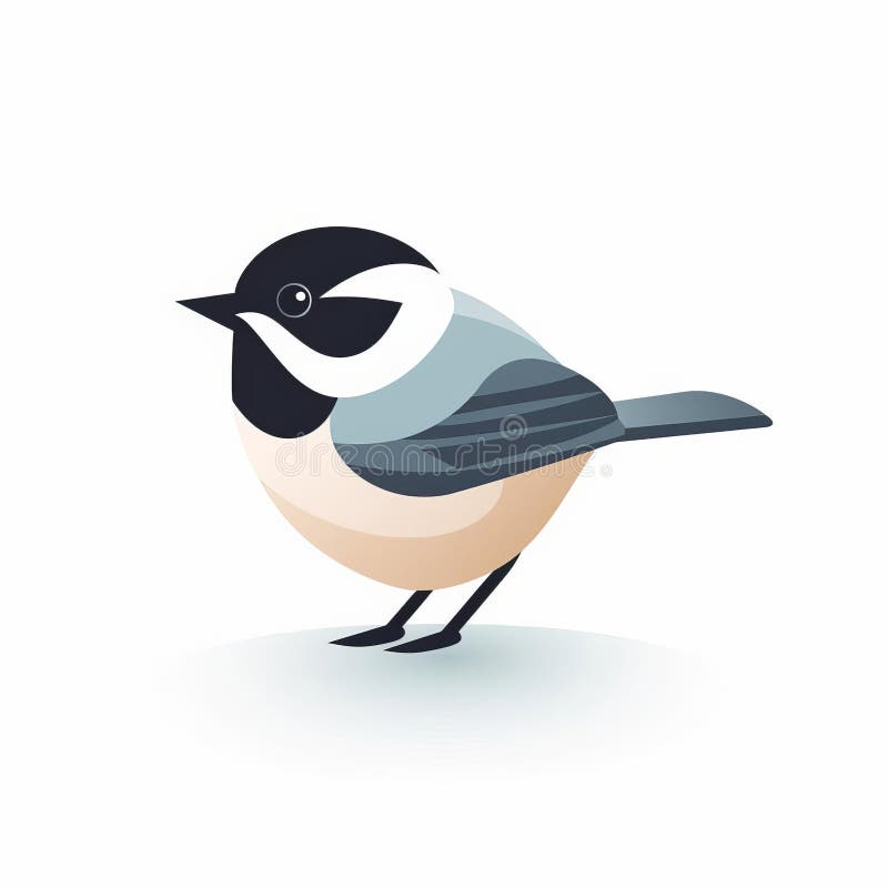Minimalistic Chickadee Icon on White Background in 2d Design Stock ...