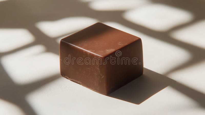 Minimalistic Chocolate Cube Casting a Gentle Shadow on a Soft Surface ...