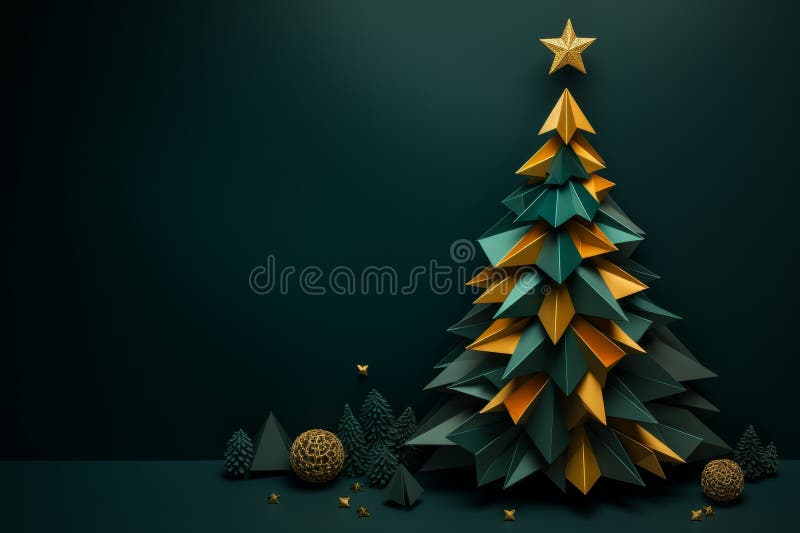 Minimalistic Christmas Tree Design Featuring Triangles in Shades of ...