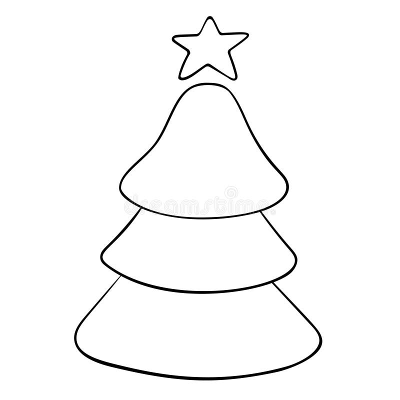 Minimalistic Christmas Tree Line Drawing Stock Vector - Illustration of ...