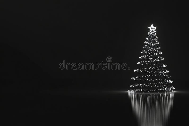Minimalistic Christmas Tree Outline with Glowing Lights Stock ...