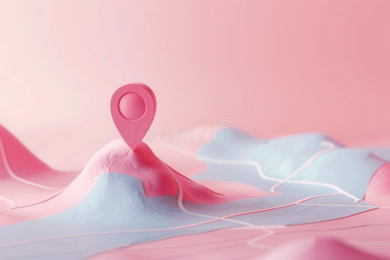 A Minimalistic and Clean Image of a Pink Location Pin Standing on a ...