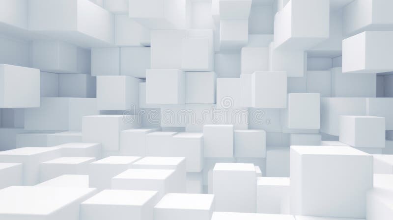 Minimalistic Clean White Digital Background with Random Cubes Structure ...