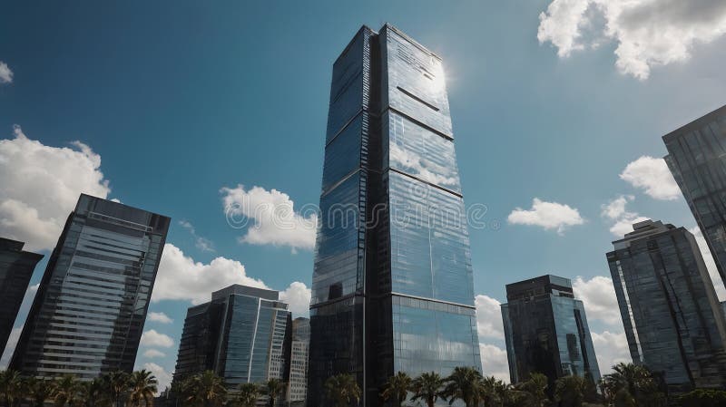 Minimalistic Clip Art of a Modern Skyscraper with Smooth, Straight ...