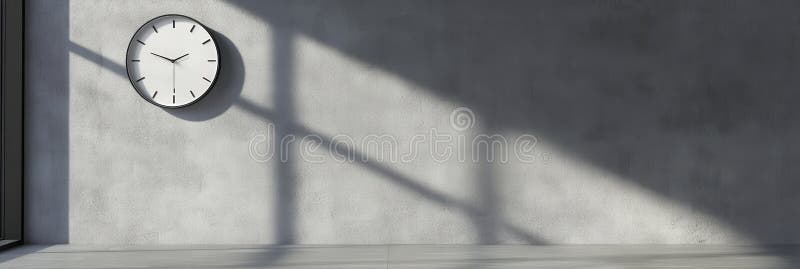 Minimalistic Clock on a Gray Wall with Light Shadow Stock Illustration ...