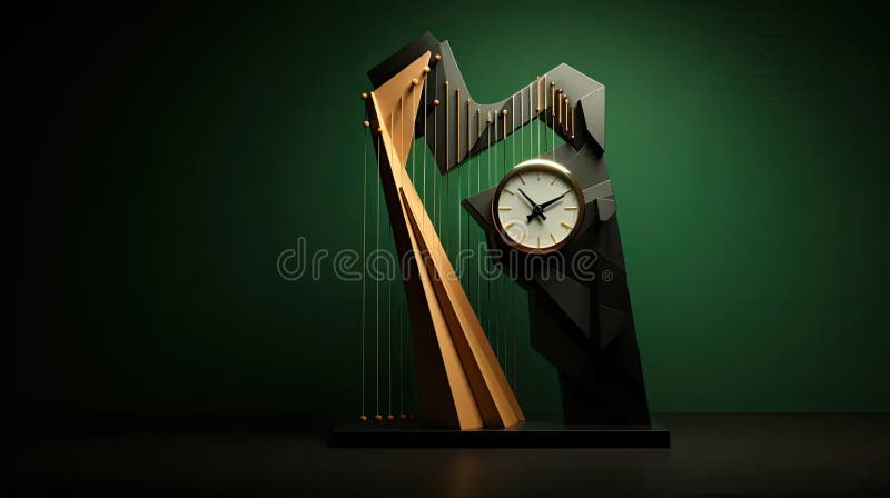 A Minimalistic Clock with Origami Elements and an Irish Harp in a Sleek ...