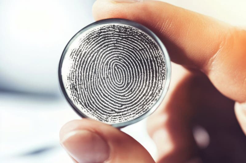 Minimalistic Close-up of Fingerprint on Glass Disc Highlighting ...