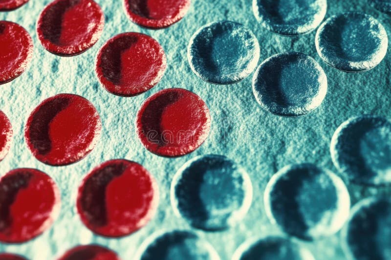 Minimalistic Close-up of Textured Red and Blue Round Shapes for Modern ...