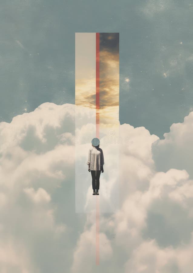 Minimalistic Collage of an Angel Human Shape in the Sky Collage and ...