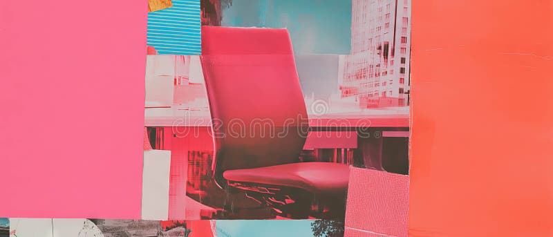 Minimalistic Collage Featuring an Empty Office Chair and Vibrant ...