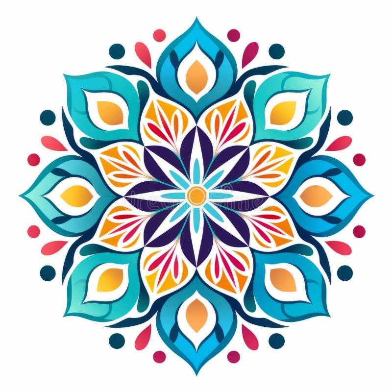 Minimalistic Color Mandalas Icon on White Background Pattern Stock ...