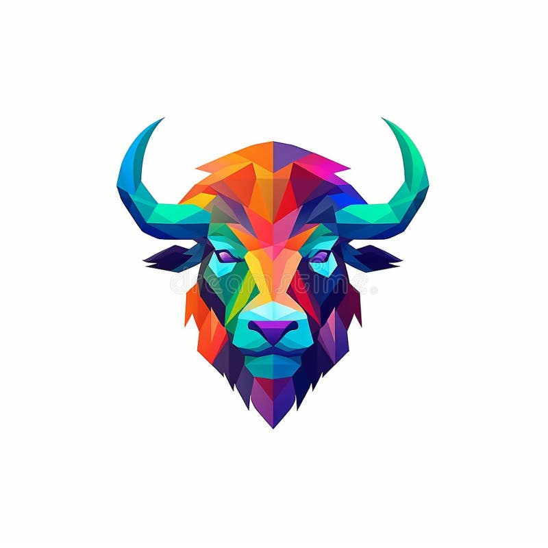 Minimalistic Colored Buffalo Illustration Stock Illustration ...