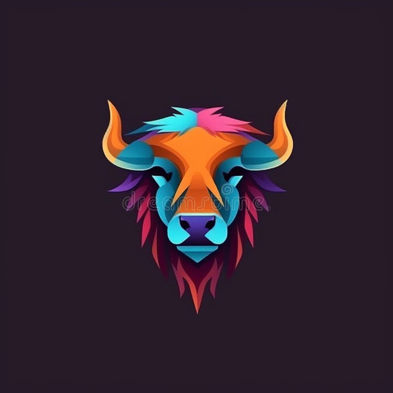 Minimalistic Colored Buffalo Illustration Stock Illustration ...