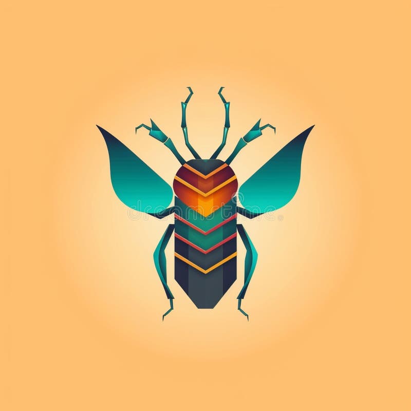 Minimalistic Colored Horn Beetle 2D Illustration Stock Illustration ...