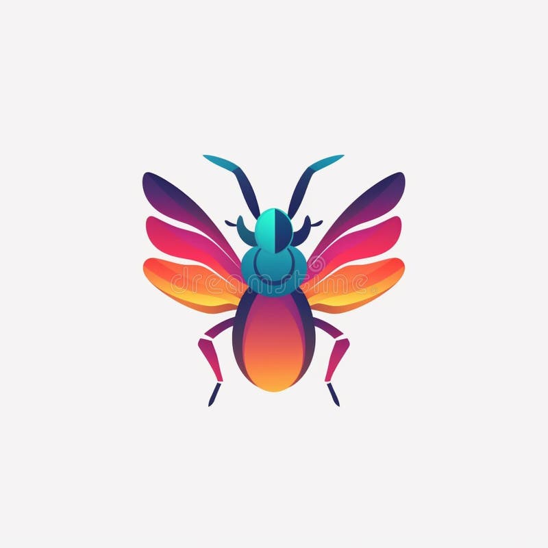 Minimalistic Colored Horn Beetle 2D Illustration Stock Illustration ...