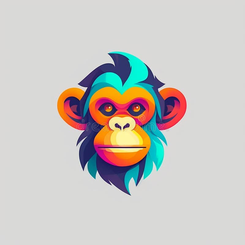Minimalistic Colored Monkey 2D Logo Illustration Stock Illustration ...