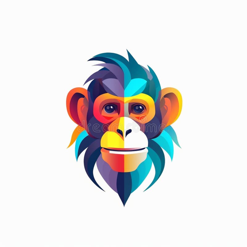 Minimalistic Colored Monkey 2D Logo Illustration Stock Illustration ...