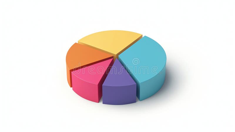 Minimalistic Colorful Pie Chart with Five Segments 3d Rendering Image ...
