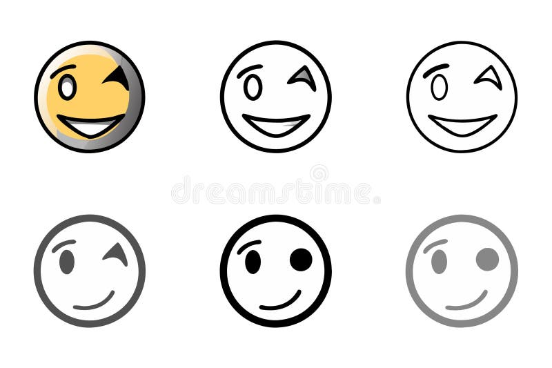 Minimalistic and Colorful Winking Face Emoji Variations for Modern Web ...