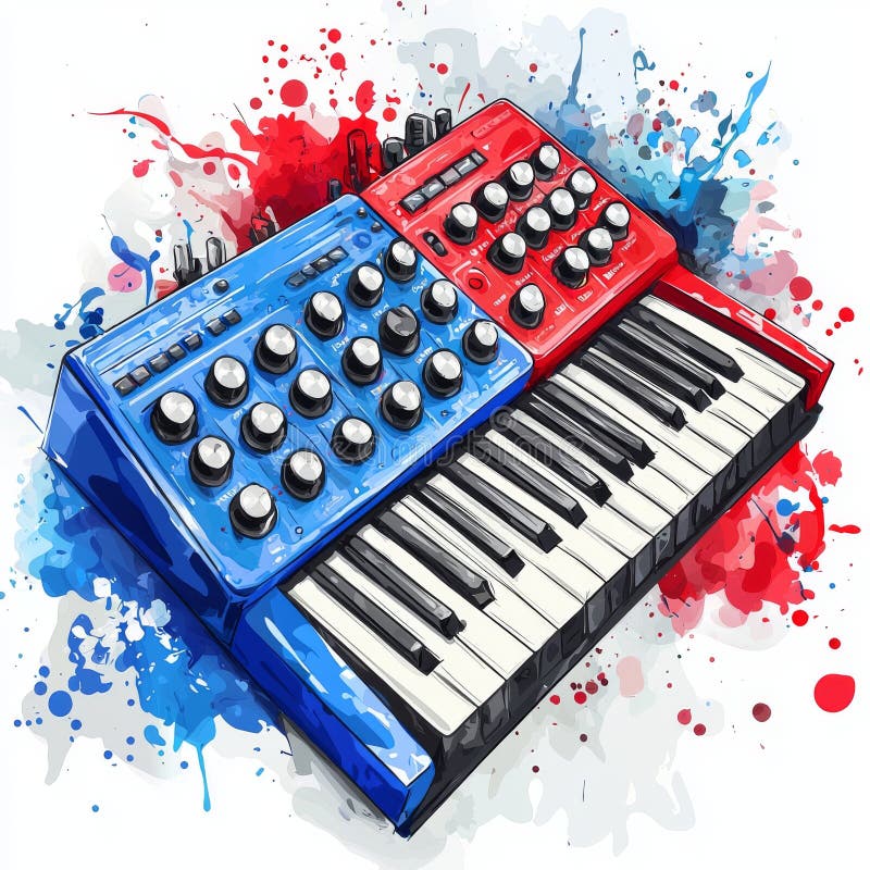A Minimalistic and Comical Watercolor Illustration of MIDI Controllers ...