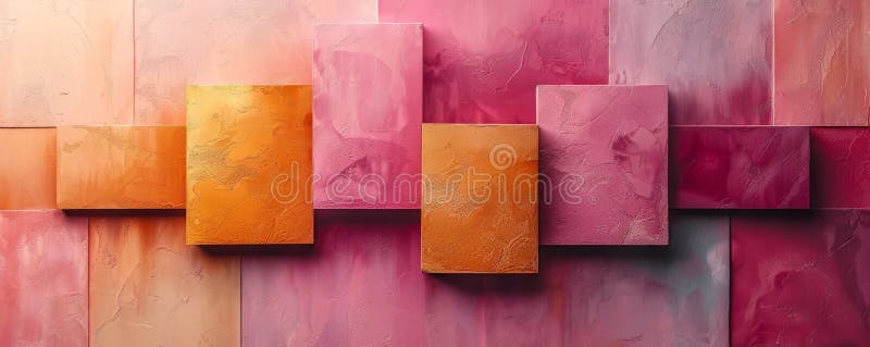 Minimalistic Composition Featuring Abstract Square Paintings with Pink ...