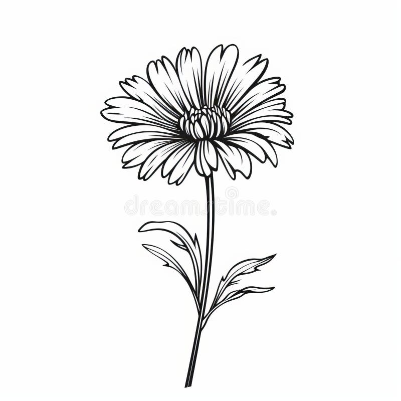 Minimalistic Daisy Silhouette Vector on White Background Stock ...