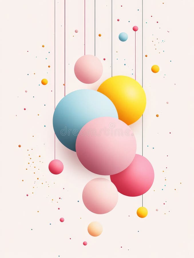 Minimalistic Composition with Floating Pastel Spheres and Vertical ...
