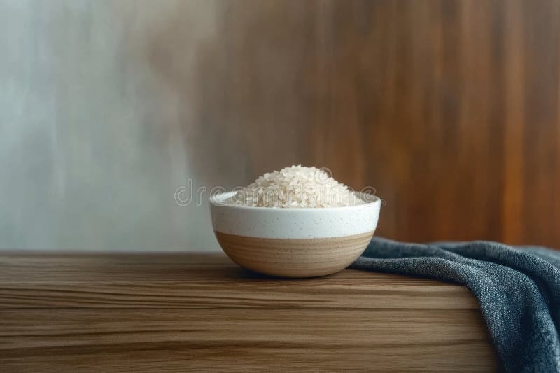 Minimalistic Concept of Rice in Elegant White Bowl on Wooden Surface ...
