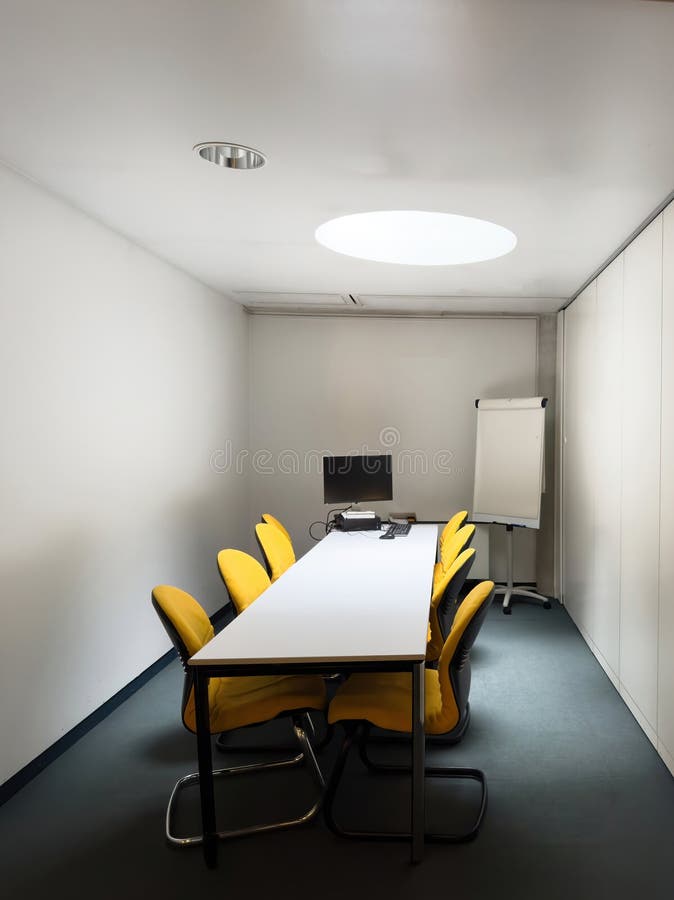 Minimalistic Conference Room with Yellow Chairs Ready for Meeting Stock ...