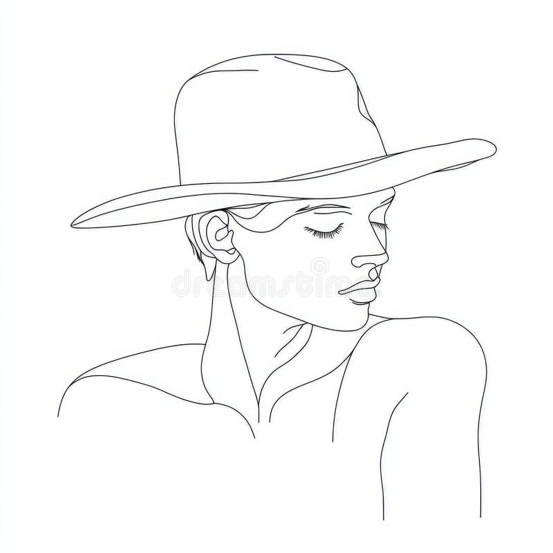 Minimalistic Continuous Line Drawing of a Man?s Hat on White Background ...