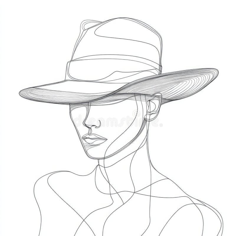 Minimalistic Continuous Line Drawing of a Man?s Hat on White Background ...