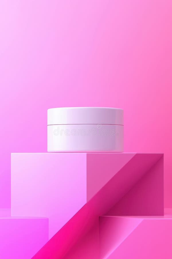Minimalistic Cosmetic Container on Geometric Pink Background for ...