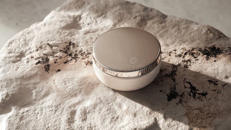 Minimalistic Cosmetic Container on Natural Stone Surface in Soft Light ...
