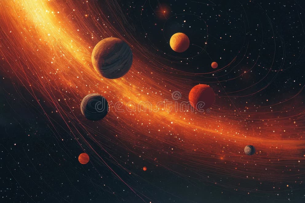 Minimalistic Cosmic Scene of Planets and Stars in Deep Space for Design ...