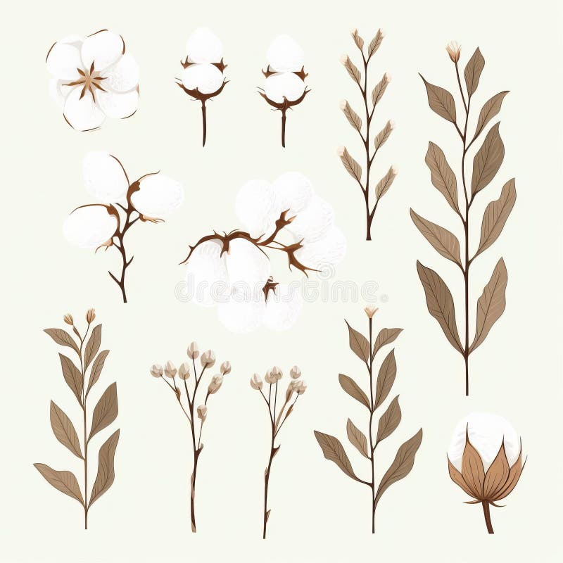 Minimalistic Cotton Set Vector Svg Animation Asset Collection Stock ...
