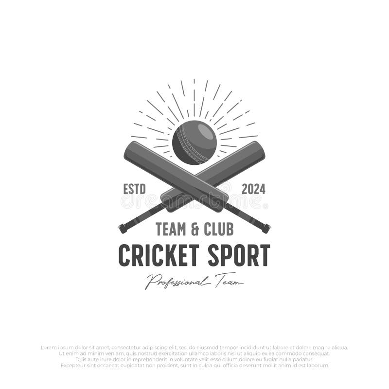 Minimalistic Cricket Logo Template Vector Design with Ball and Bat ...