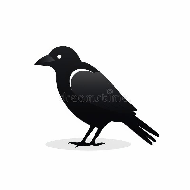 Minimalistic 2d Crow Icon on White Background Stock Image - Image of ...