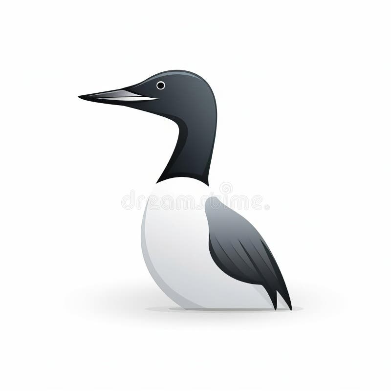Minimalistic 2d Common Loon Icon on White Background Stock Illustration ...