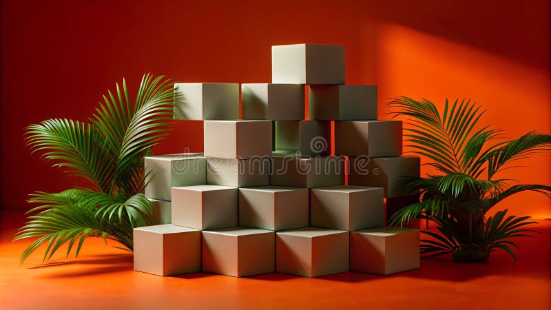 Minimalistic 3D Geometric Composition with Stacked Shapes - Modern ...